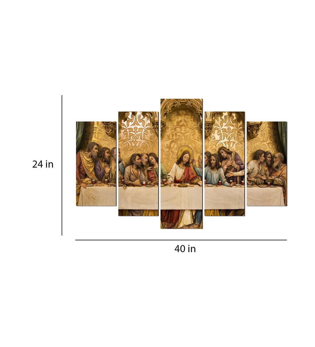 Buy Velvet Laminated \Last Supper of Jesus\ Set of 5 Wall Art Panels by ...