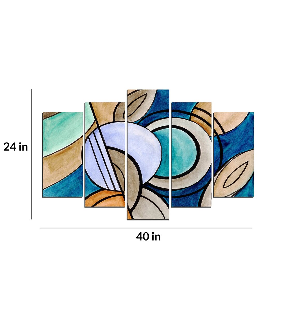 Buy Velvet Laminated Blue Wood Unframed Abstract Art Panel Set of 5 ...