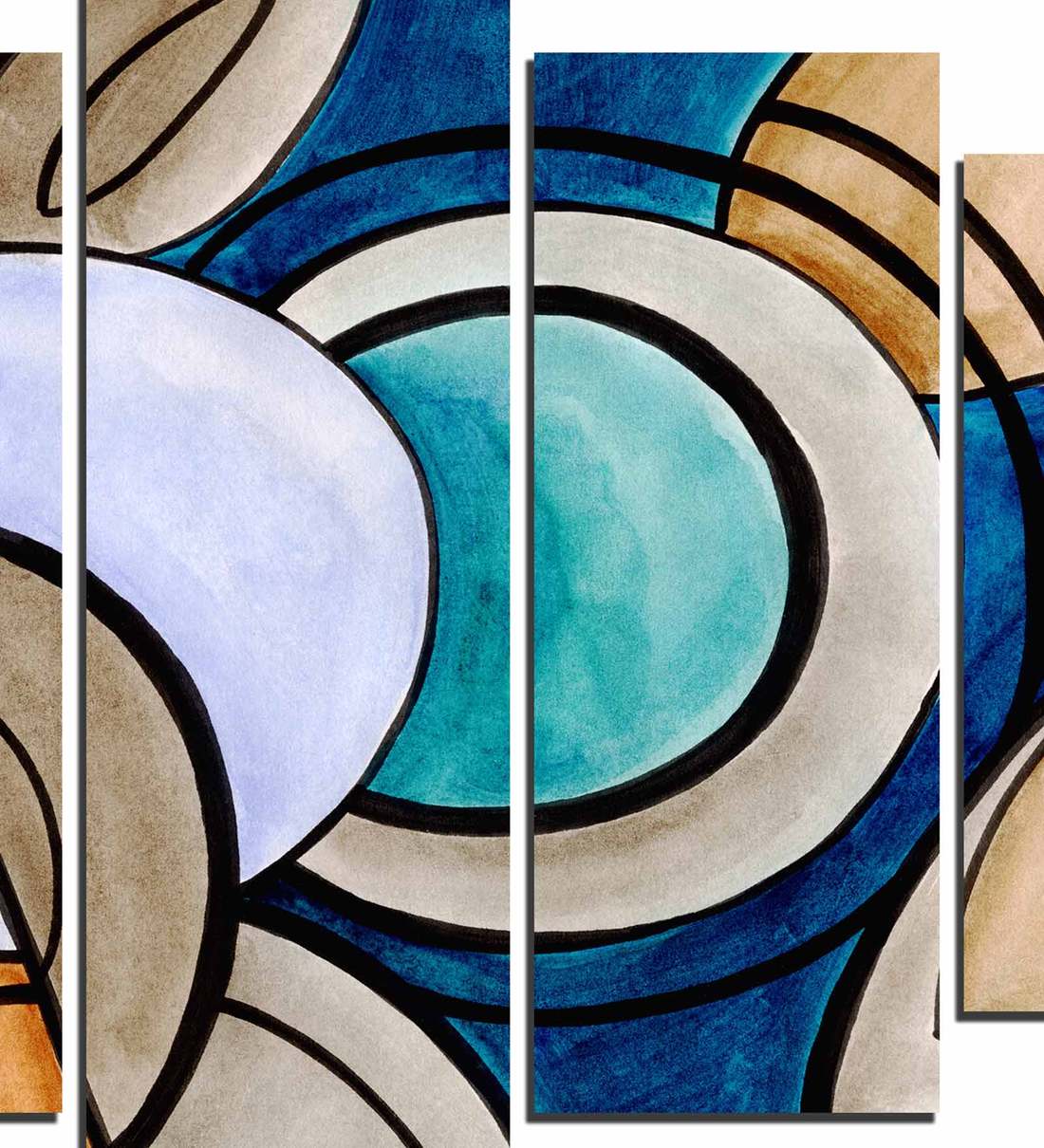 Buy Velvet Laminated Blue Wood Unframed Abstract Art Panel Set of 5 ...