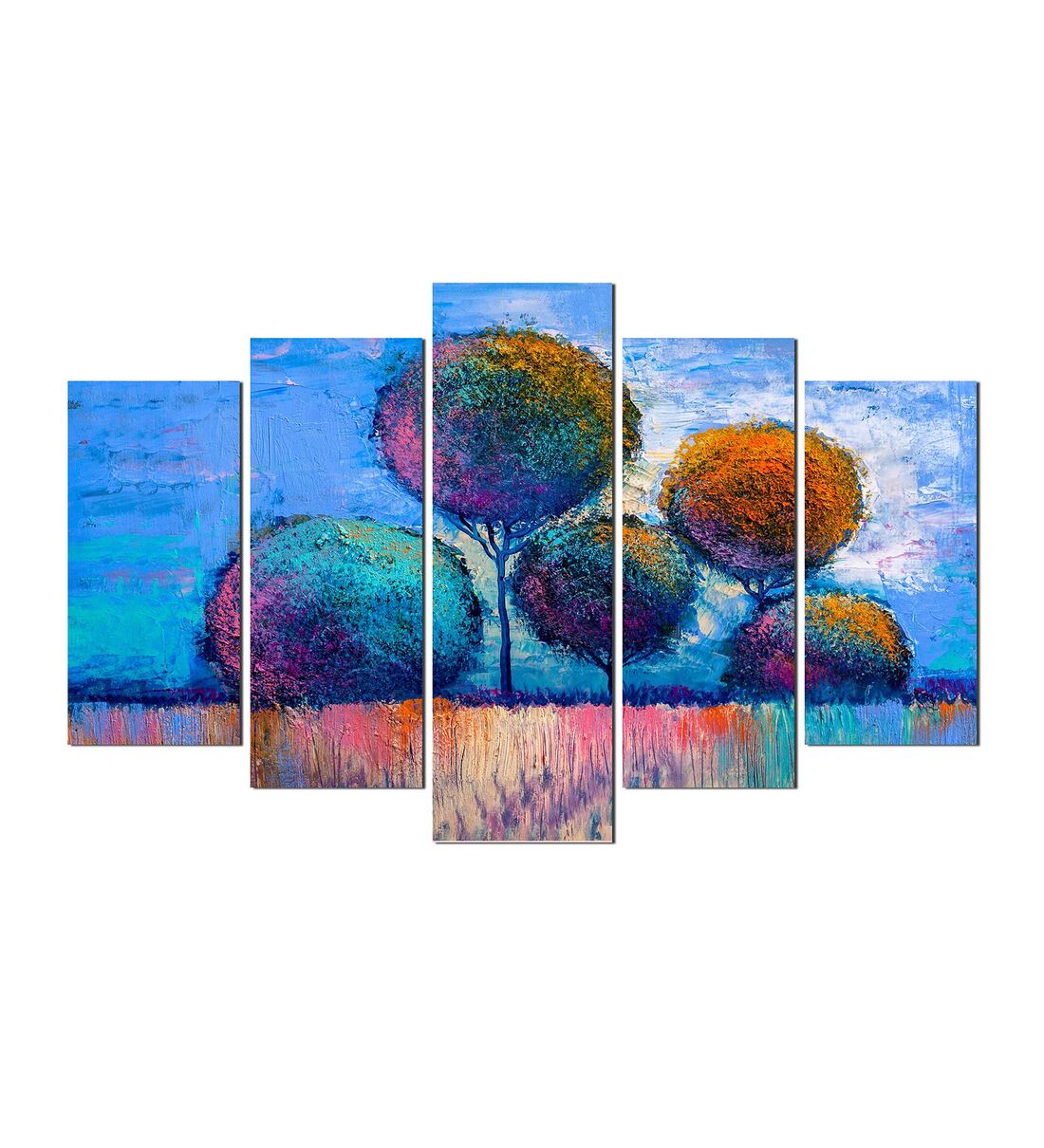 Buy Velvet Laminated \Nature's Beauty\ Set of 5 Wall Art Panels by Wens ...