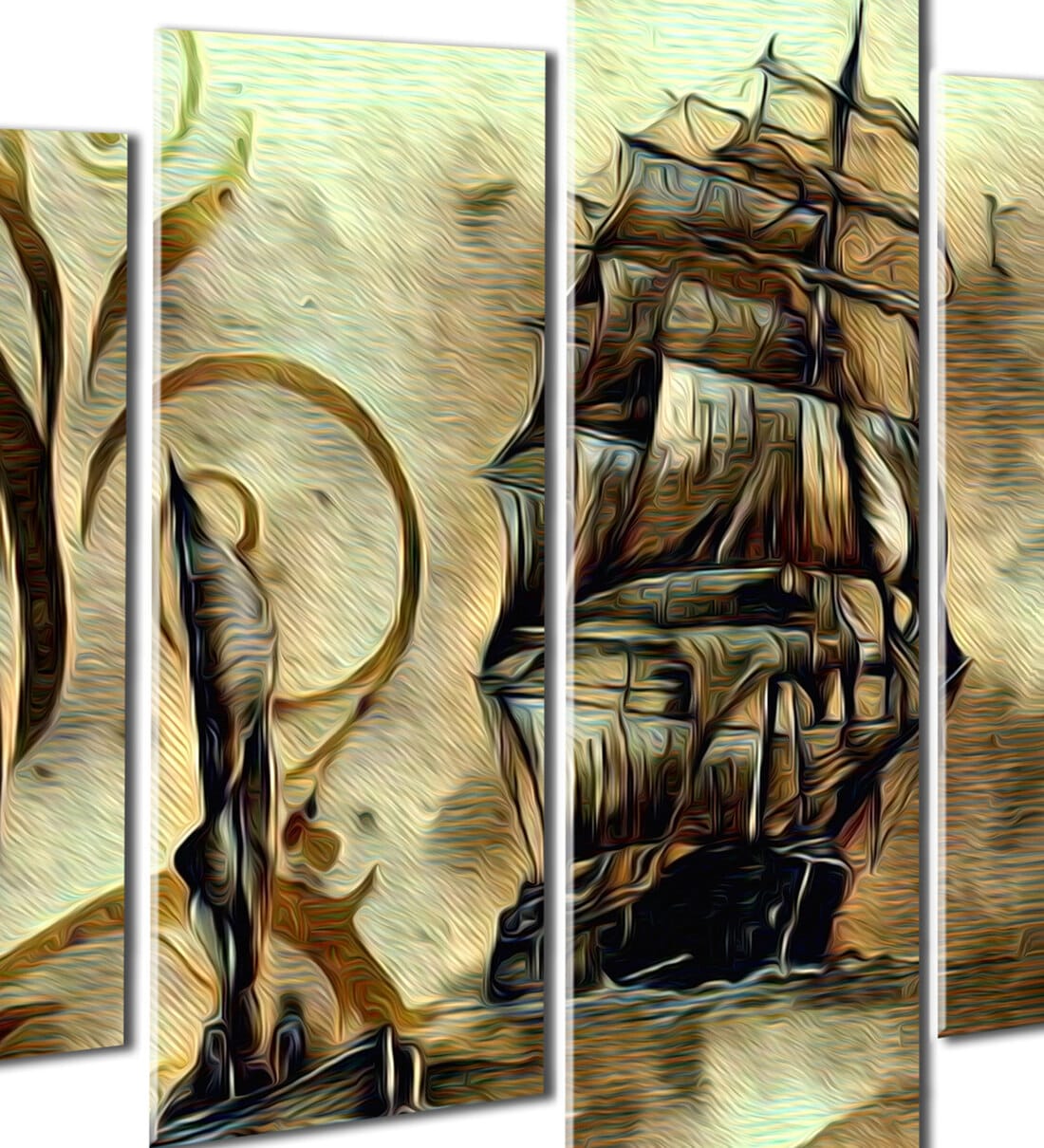 Buy Velvet Laminated \Sailing Vessel\ Set of 5 Wall Art Panels by Wens ...