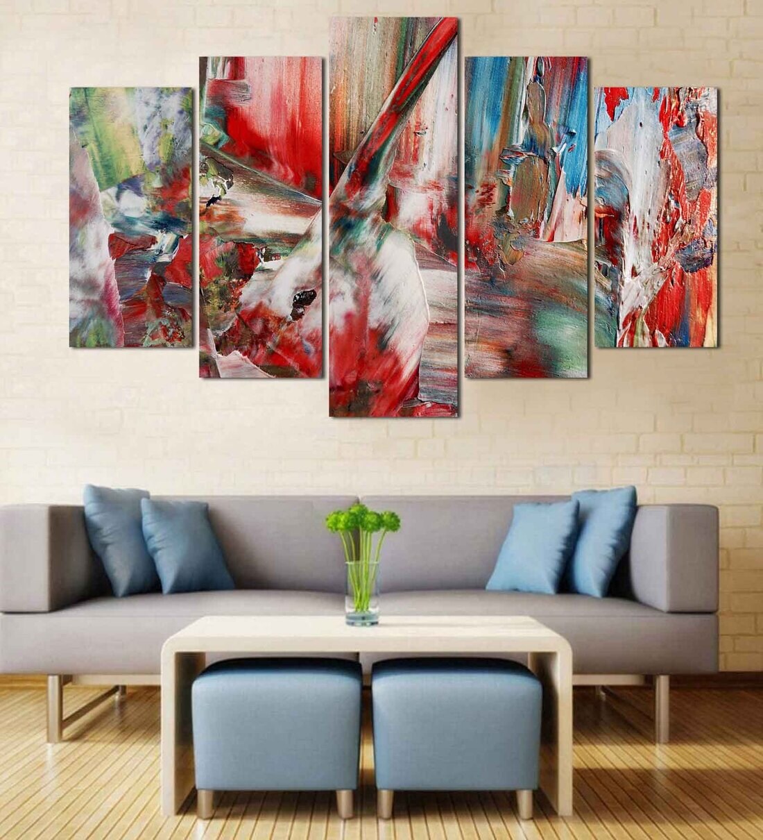 Buy Velvet Laminated Abstarct Set of 5 Wall Art Panels by Wens Online ...