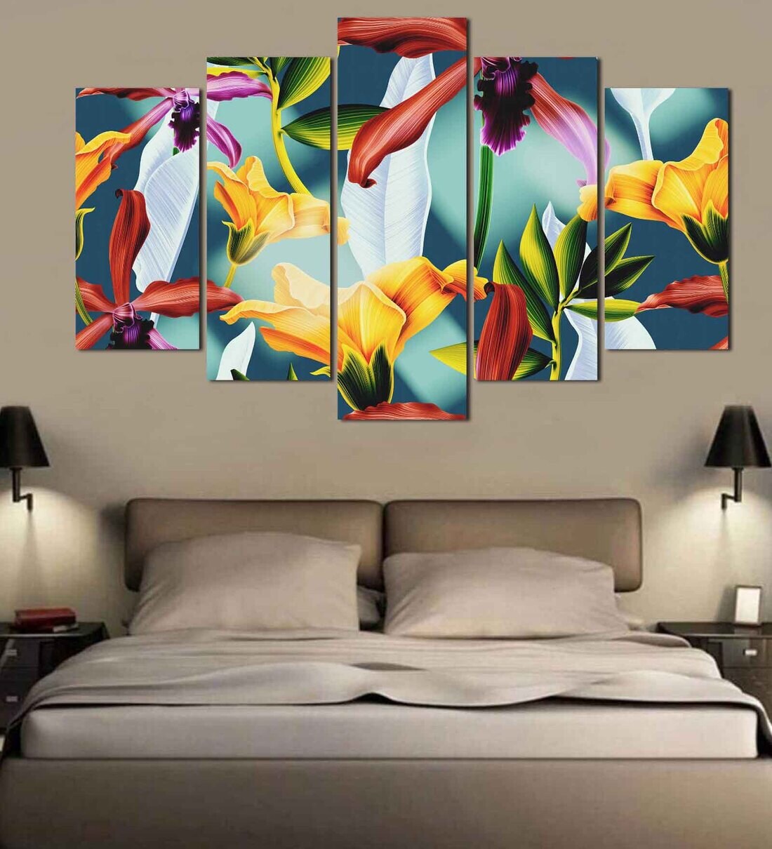 Buy Velvet Laminated Floral Set of 5 Wall Art Panels by Wens Online ...