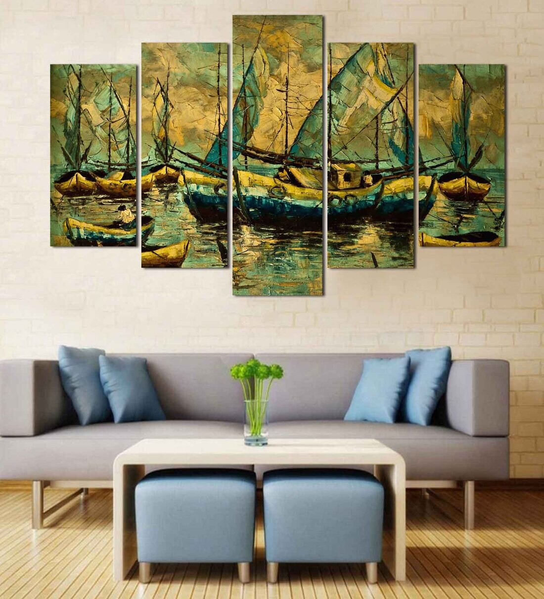 Buy Velvet Laminated Sailing Vessel Set of 5 Wall Art Panels at 15% OFF ...