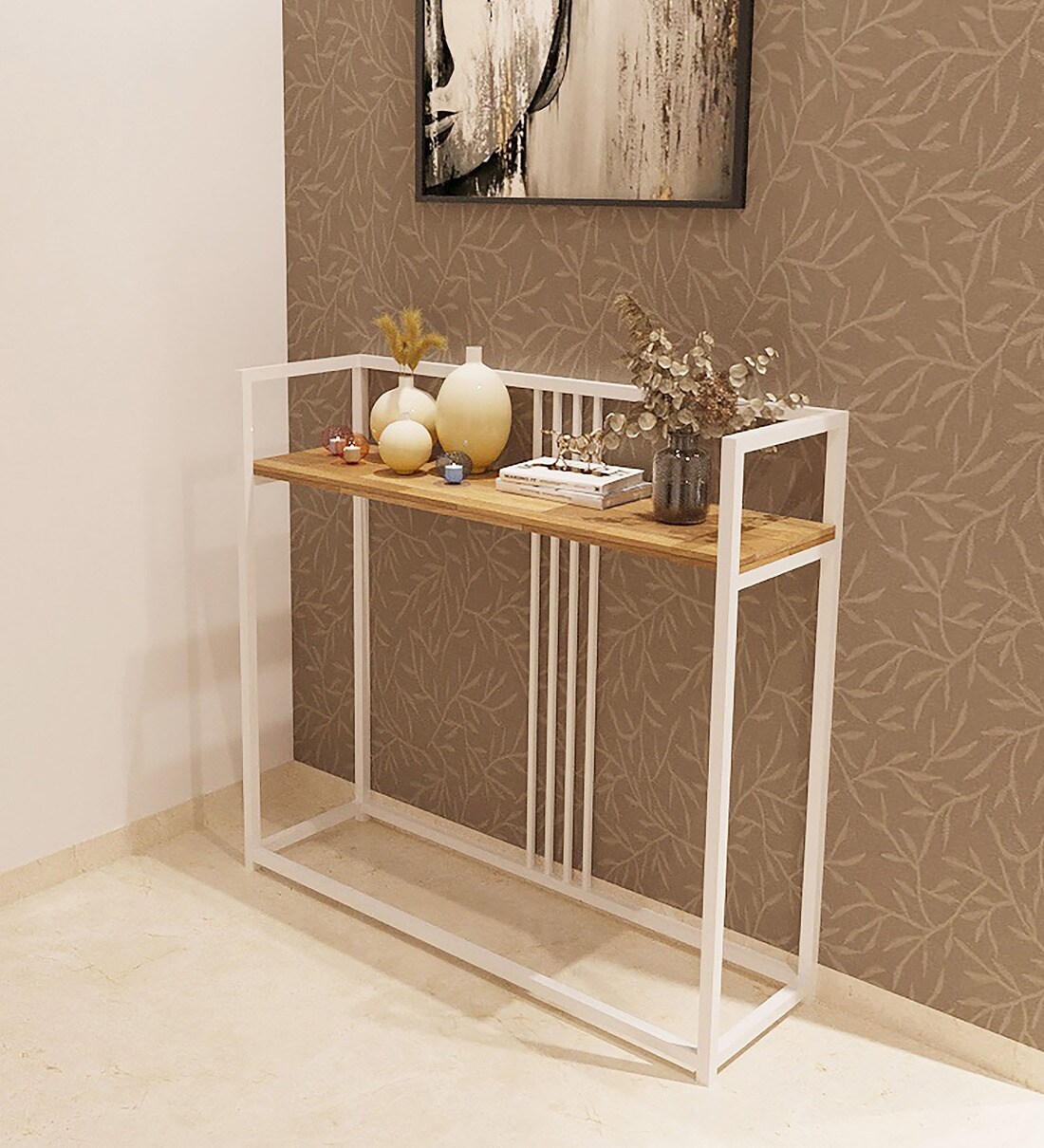Buy Vento Console Table in Natural Finish Online - Contemporary Console ...