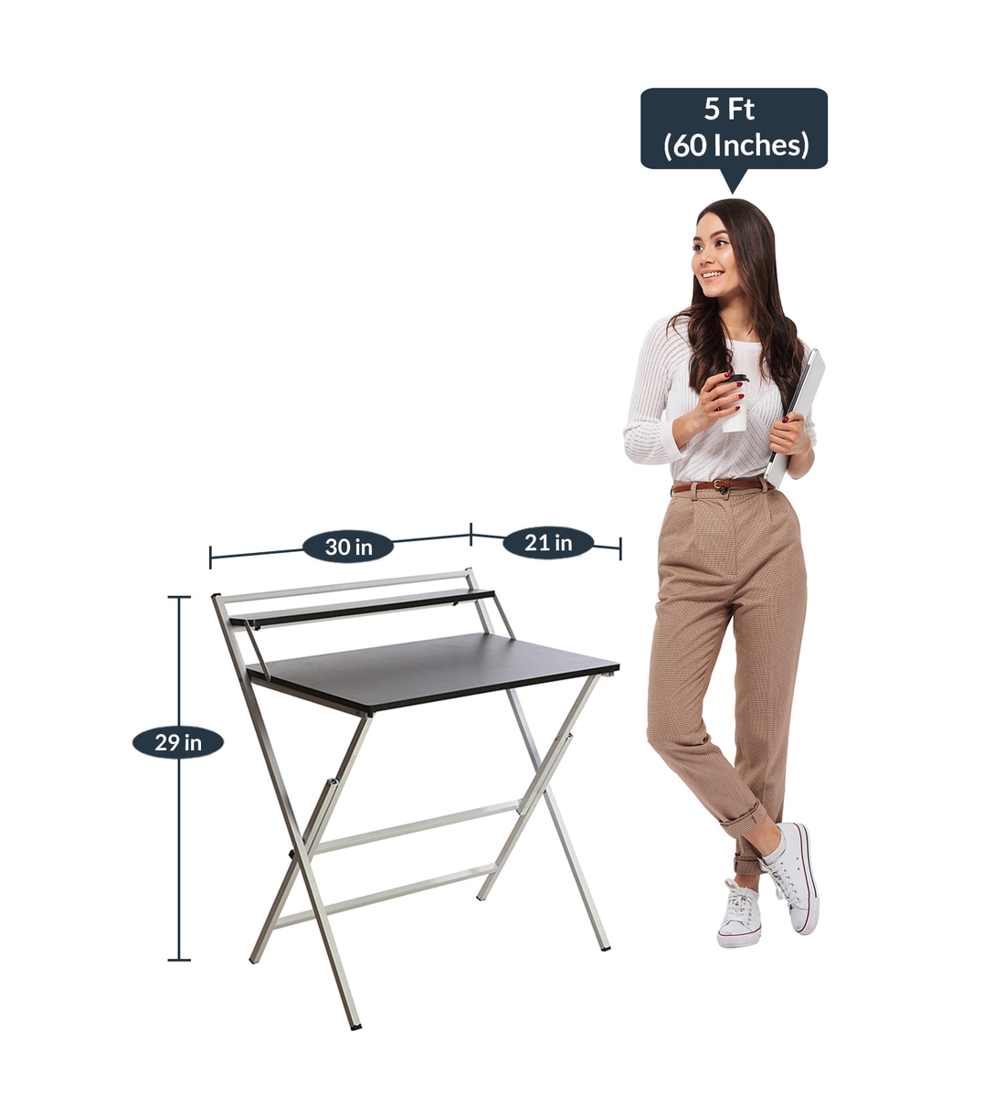 Buy Venus Foldable Study Table in Dark Brown Finish Online - Foldable ...