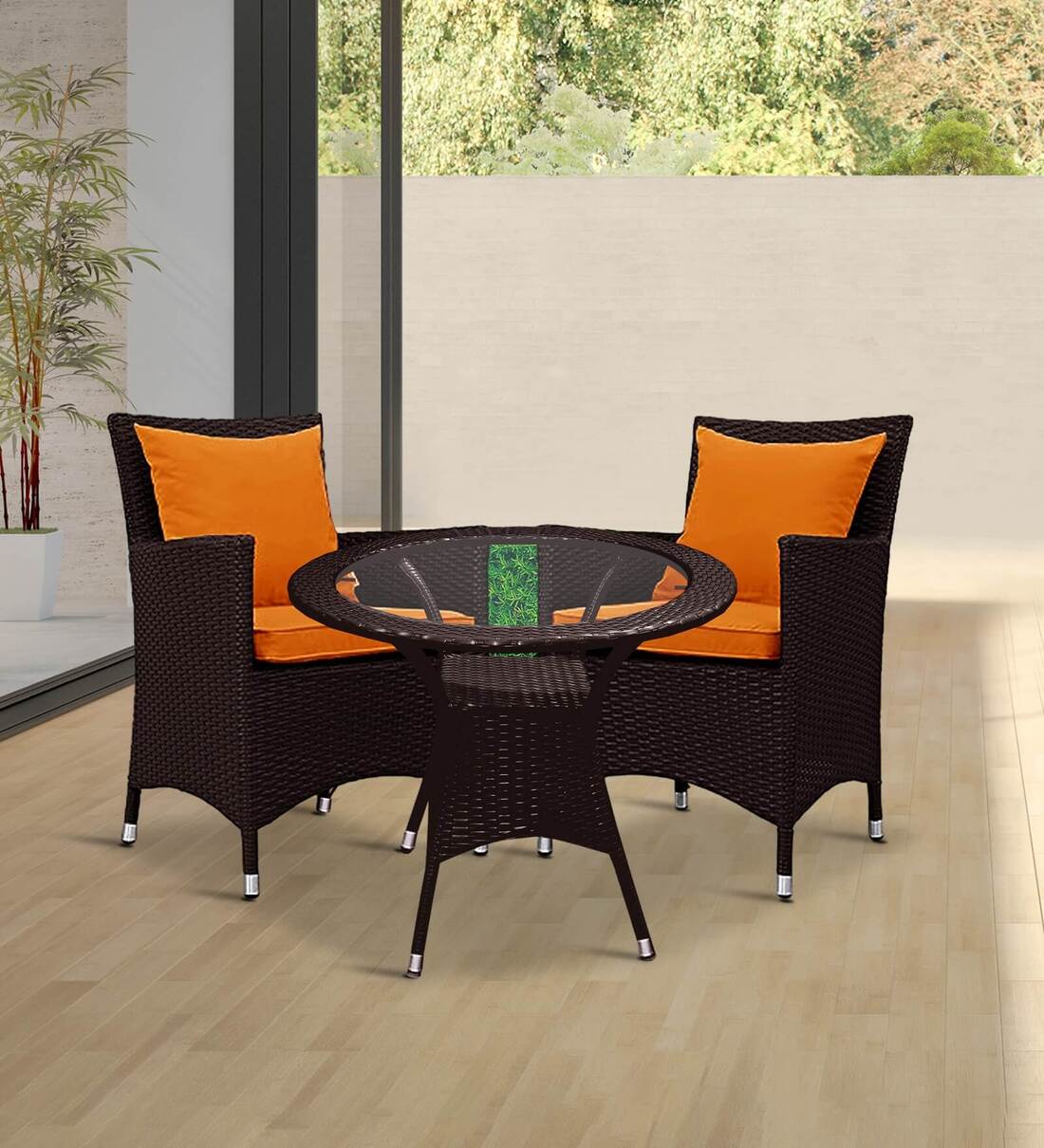 Buy Veranda Wicker Outdoor Table with Chair Sets in Courduroy Brown ...