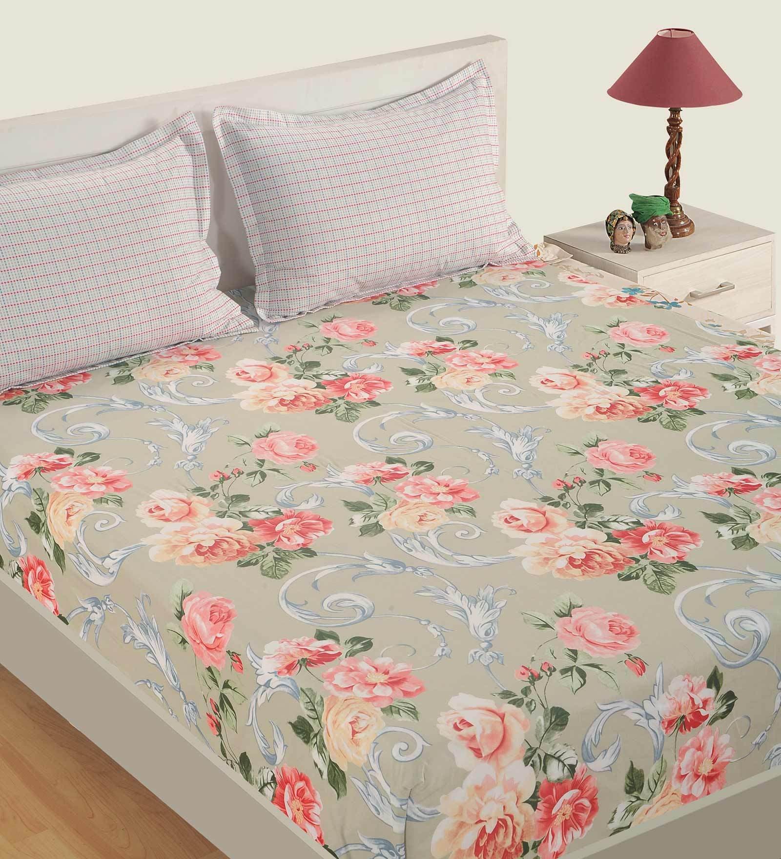Buy Veda Cotton 160TC Double Bedsheet with 2 Pillow Covers at 38% OFF ...