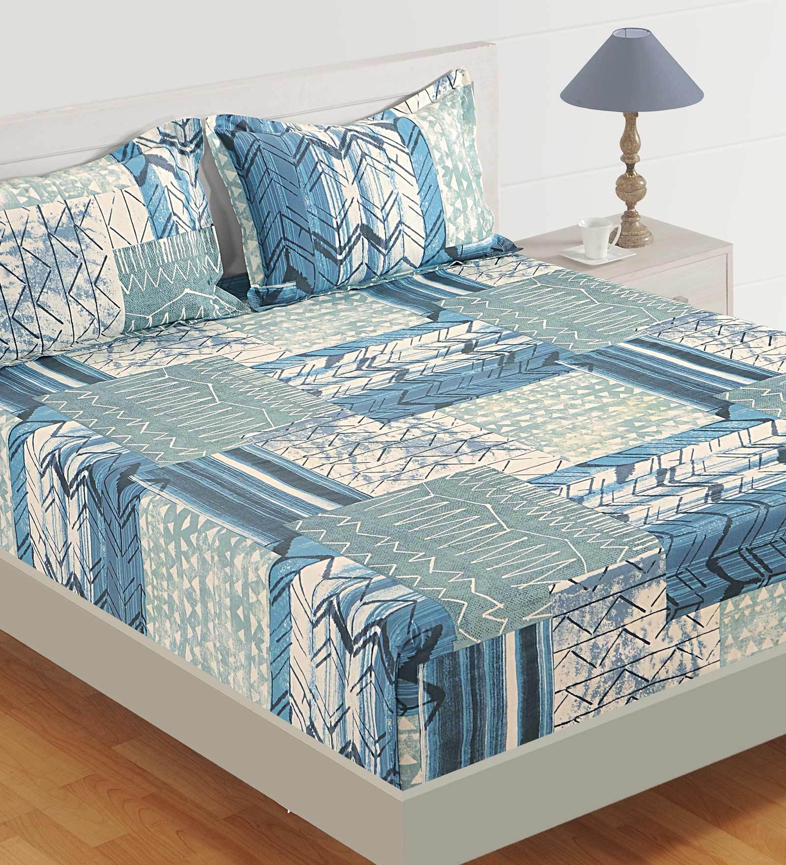 Buy Veda Cotton 160TC King Bedsheet With 2 Pillow Covers by Swayam at 49% OFF by Swayam | Pepperfry