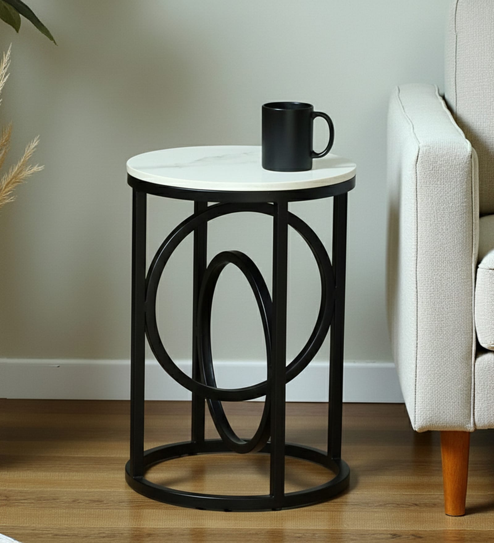 Buy Vella White Porcelain Top End Table With Black Finish at 3% OFF by ...