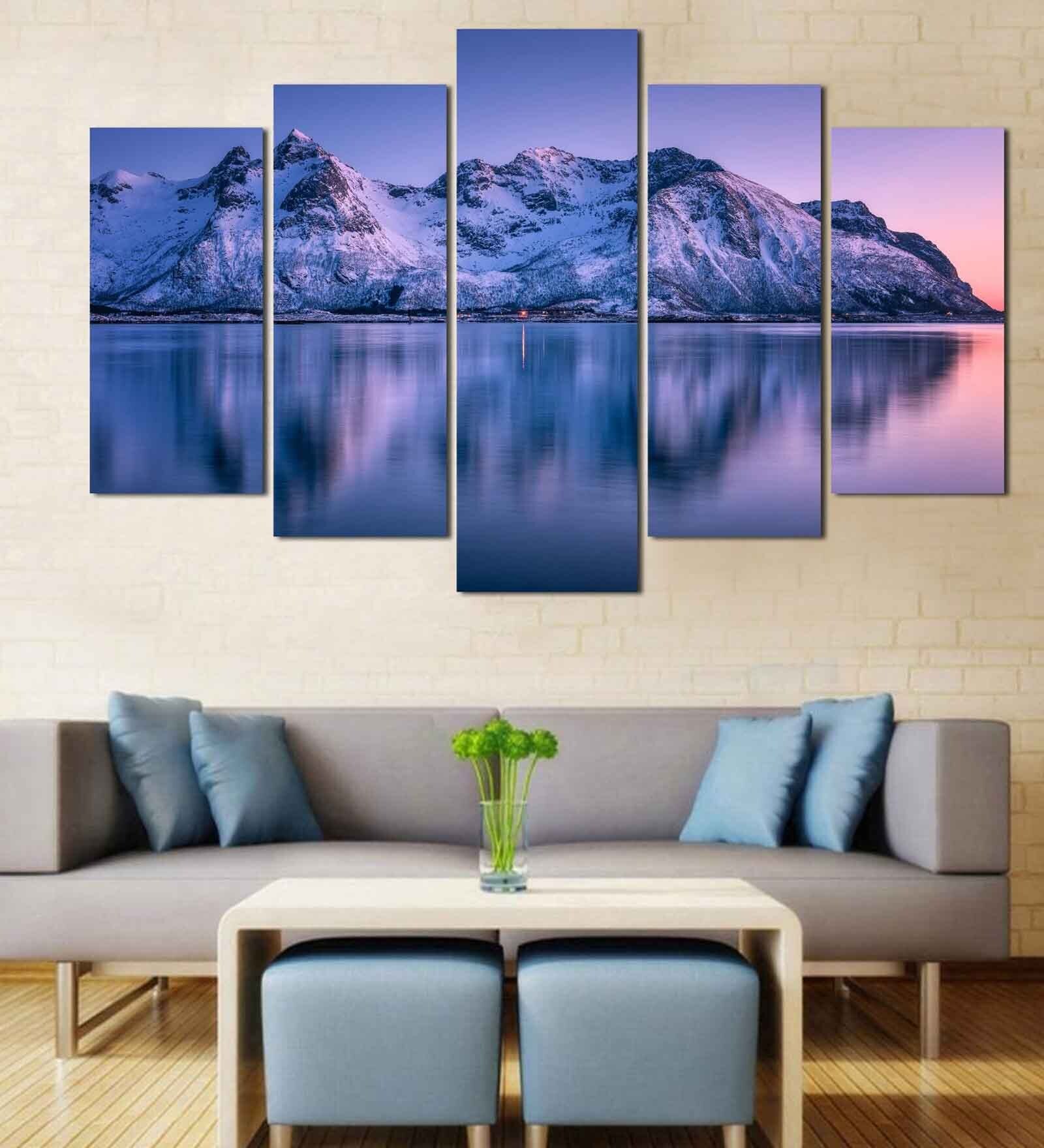 Buy Velvet Laminated Snow On Mountain Set of 5 Wall Art Panels at 24% ...