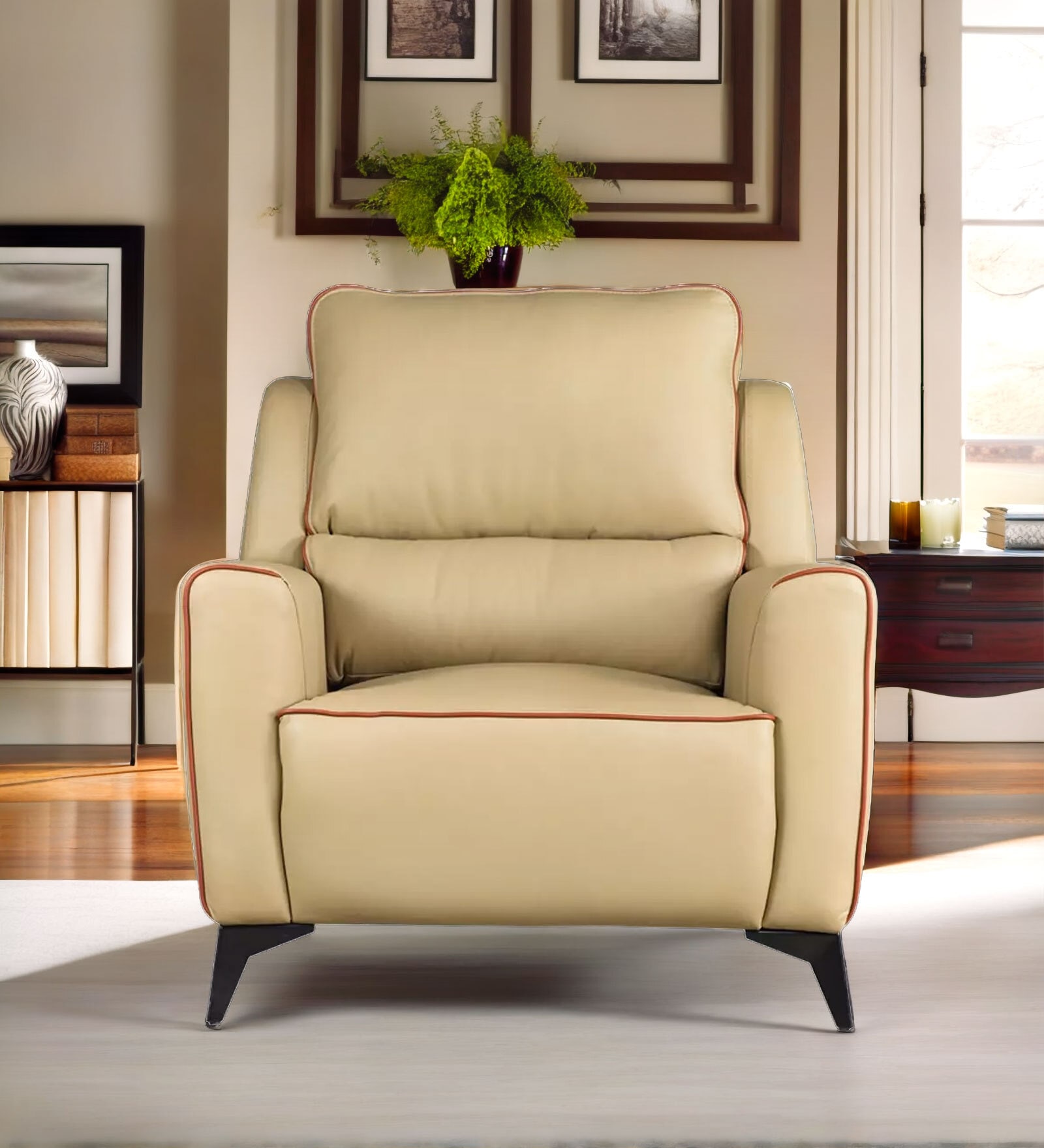 Buy Venice Leather 1 Seater Sofa in Buff Colour at 20% OFF by FURNITECH ...