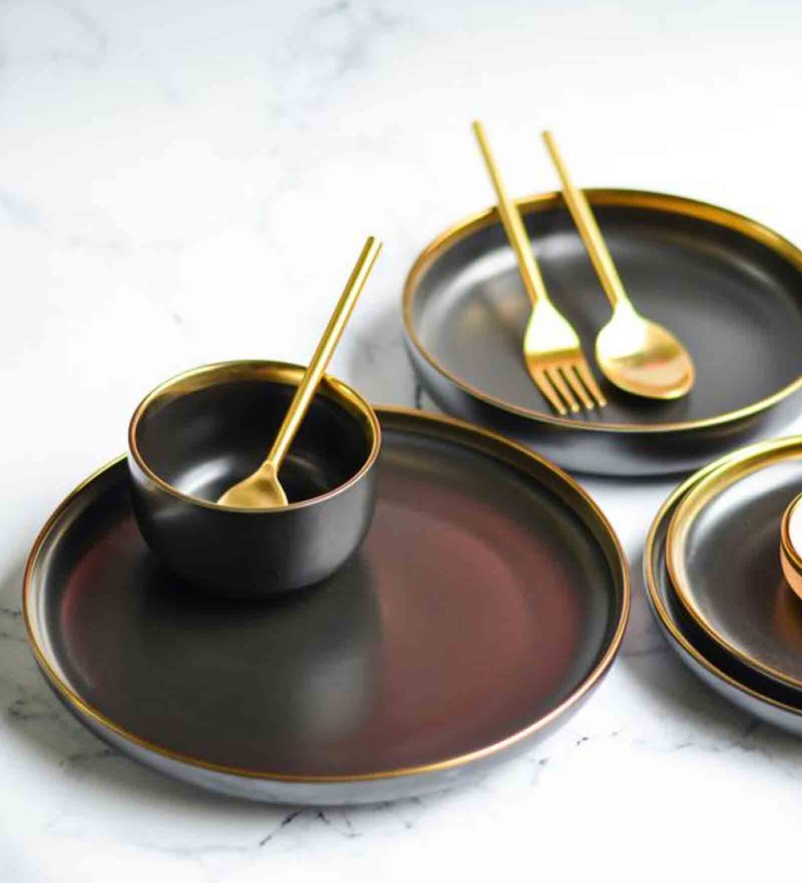 Buy Vera 10 Inch Black Ceramic Dinner Plate at 19% OFF by Nestasia ...