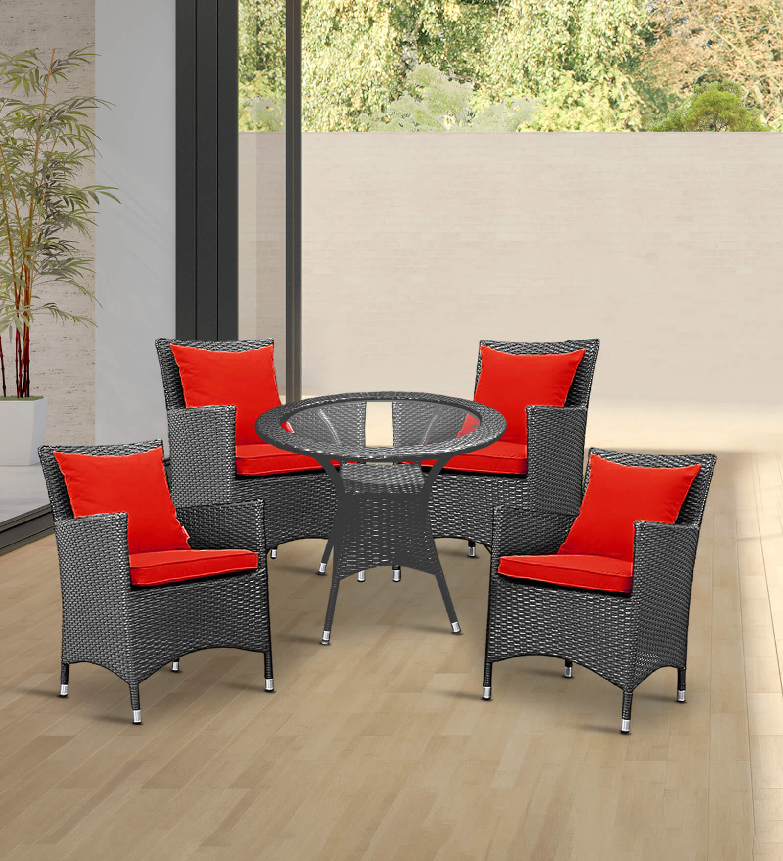 Buy Veranda Wicker Square Patio Table with Chair Sets in Courduroy Grey ...