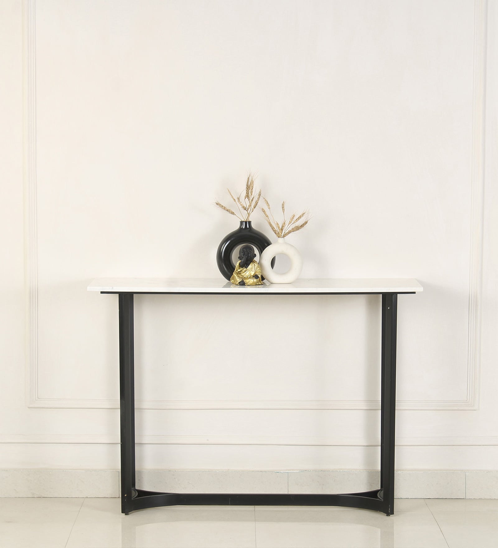 Buy Verona Metal Console Table In Black Finish With Marble Top at 22% ...