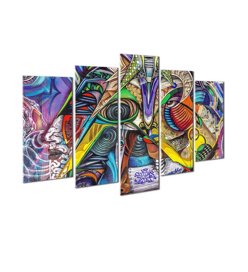 Buy Velvet Laminated Modern Art Set of 5 Wall Art Panels by Wens Online ...