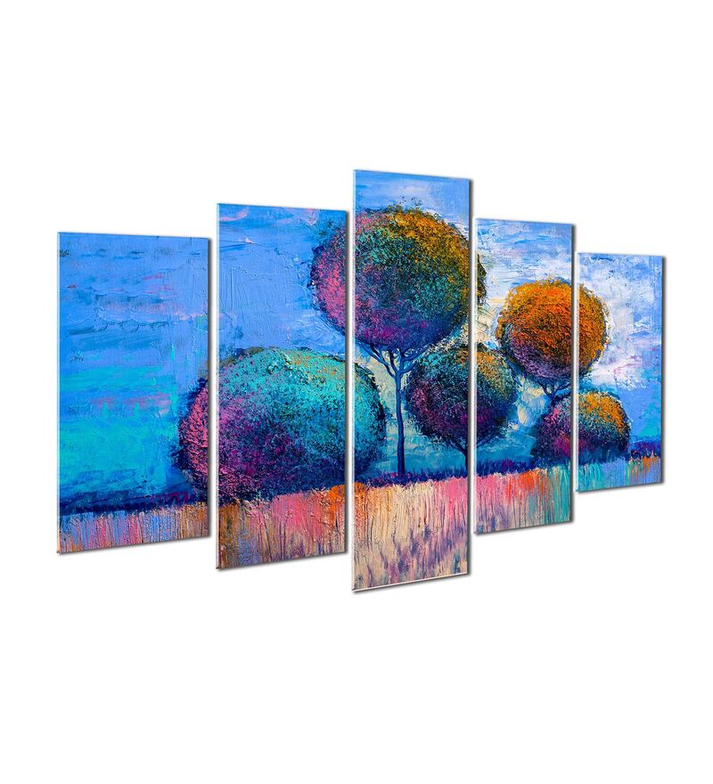 Buy Velvet Laminated \Nature's Beauty\ Set of 5 Wall Art Panels by Wens ...