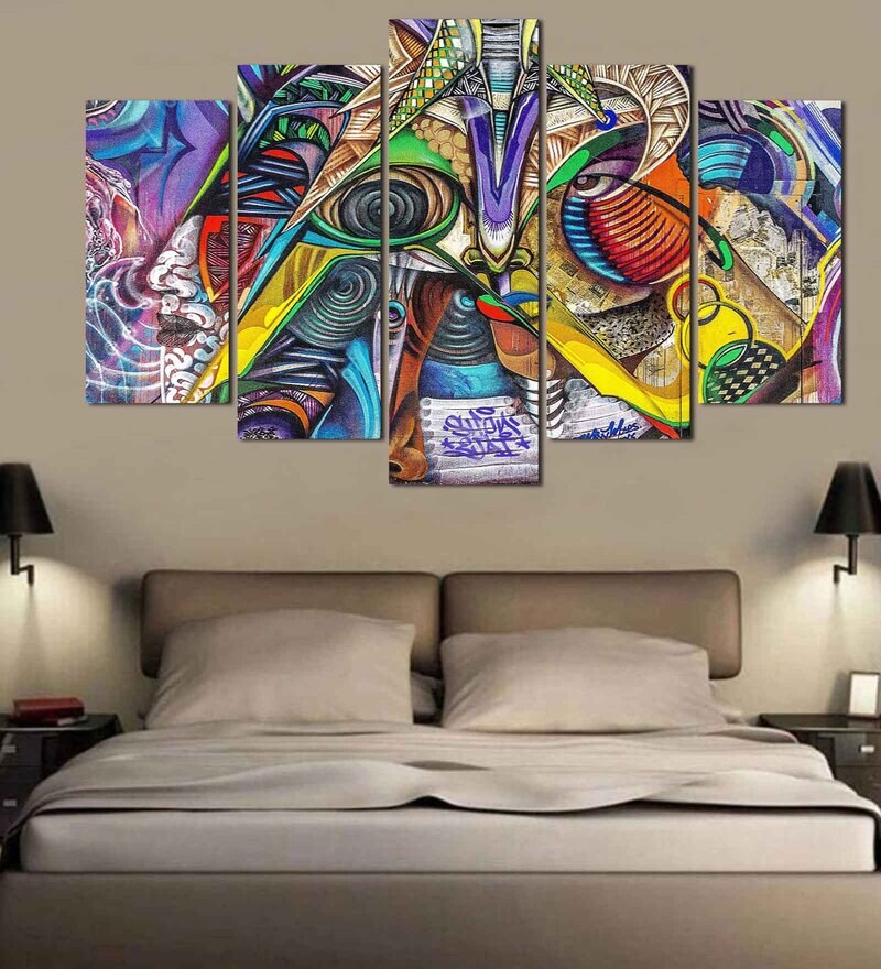 Buy Velvet Laminated Modern Art Set of 5 Wall Art Panels by Wens Online ...
