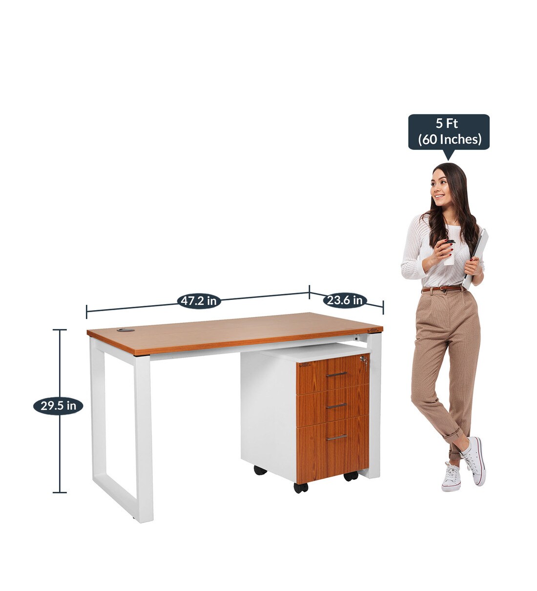 Buy Victoria Study Table With Pedestal In White Colour By Office Today