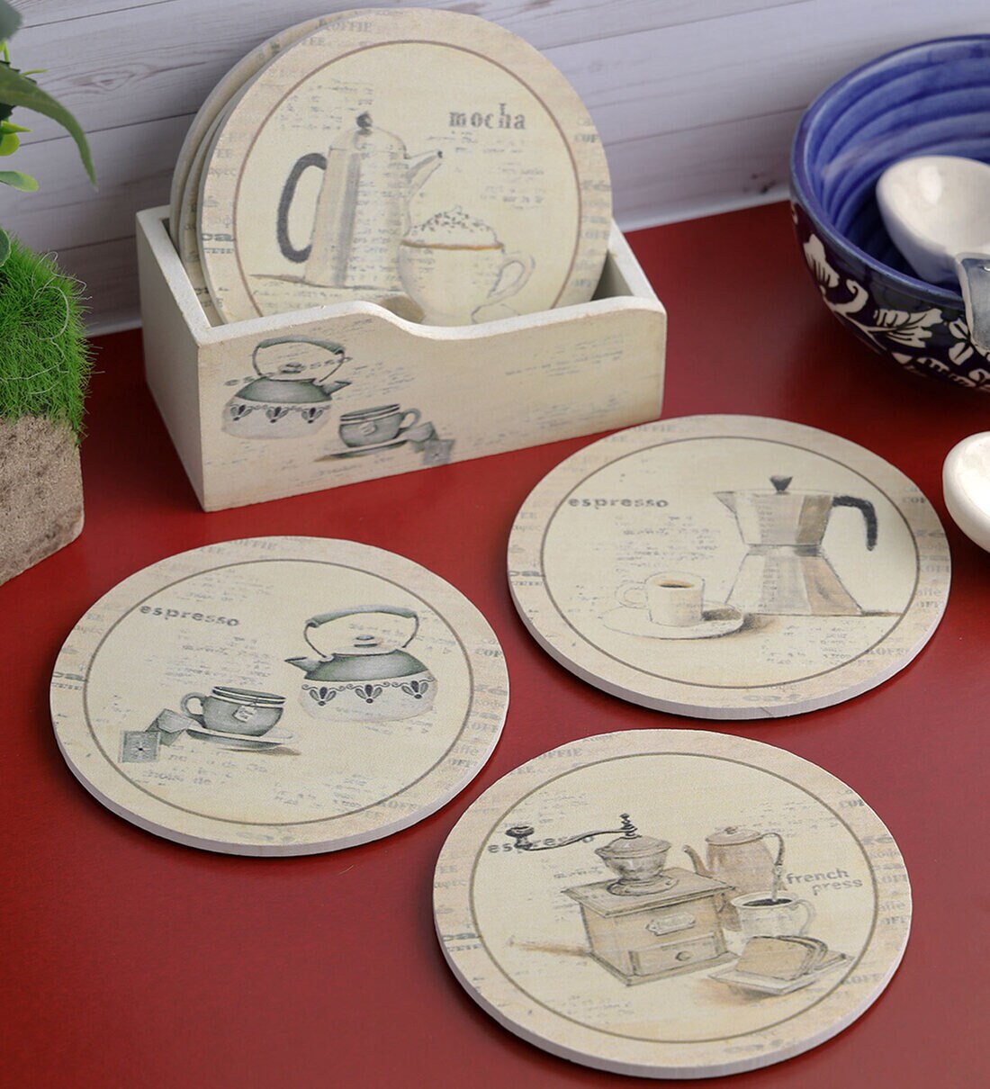 Buy Vintage Coffee Cream Colour MDF Table Coaster by A Vintage Affair ...