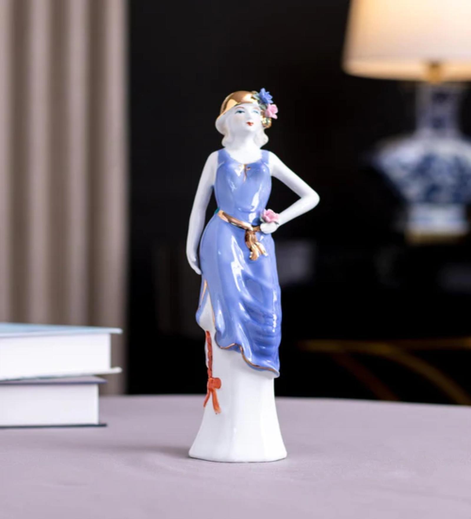Buy Victorian Lady Blue Porcelain Showpiece at 25% OFF by The Decor ...