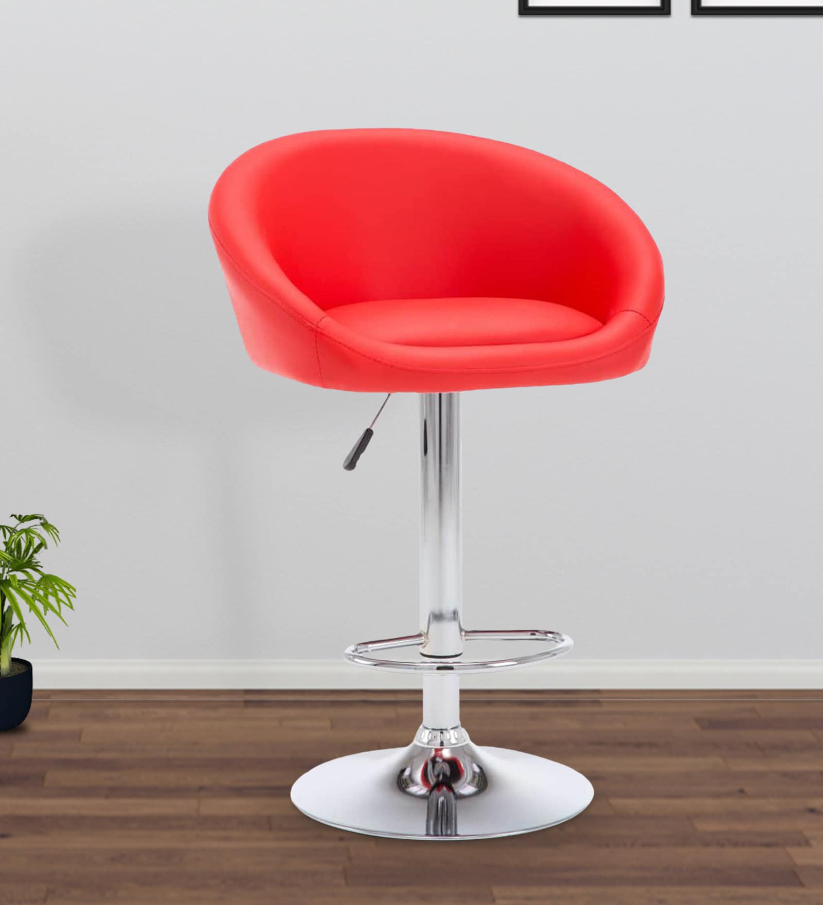 Buy Vida Height Adjustable Swivel Bar Stool In Red Colour at 56% OFF by ...