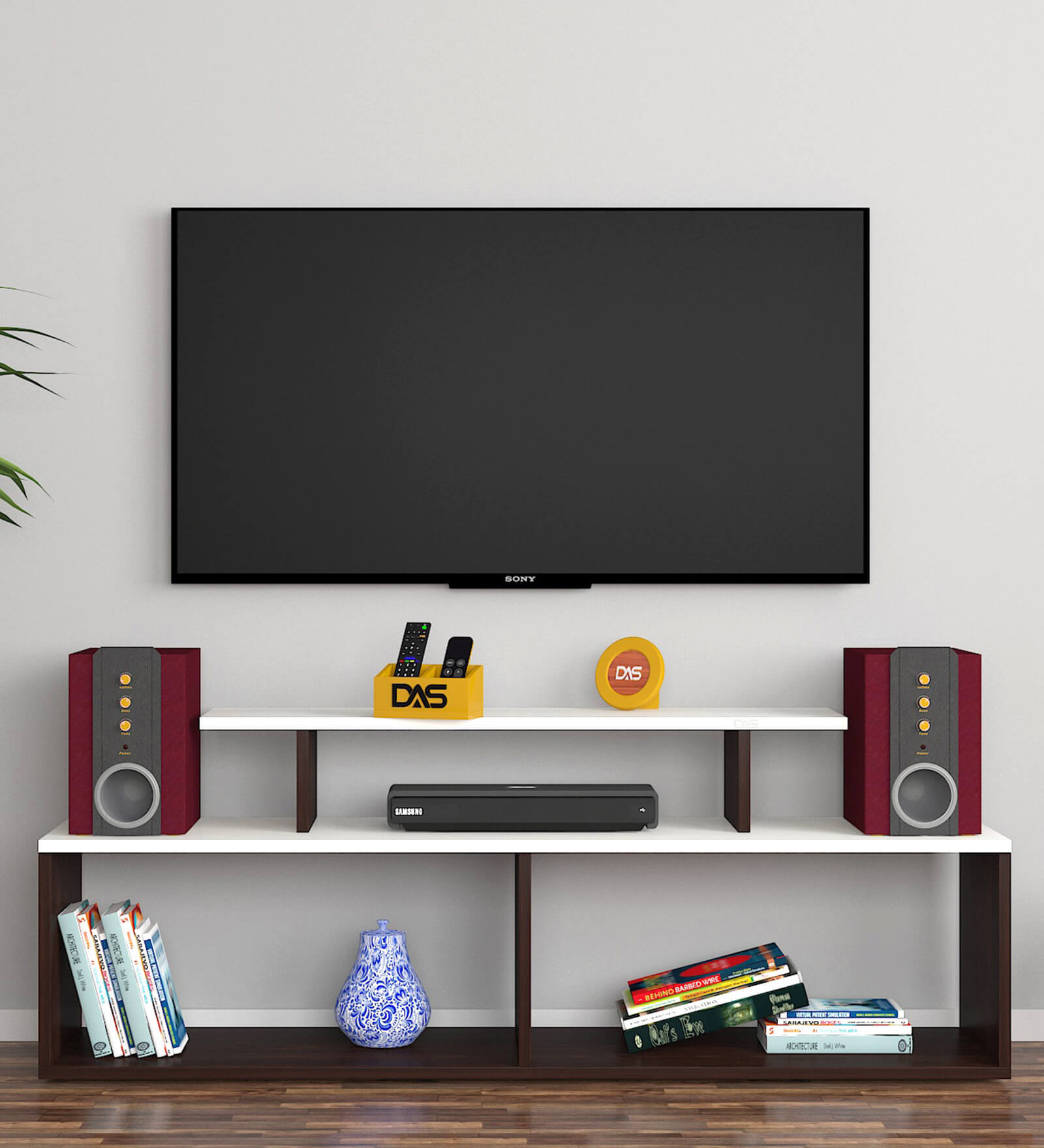 Buy Vidal TV Console In Flowery Wenge & Frosty White Finish For Up To ...