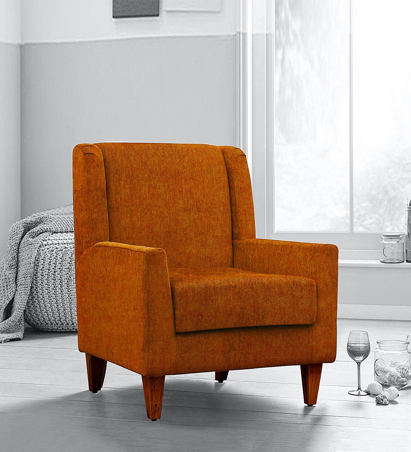 Buy Viga Wing Chair In Vivid Orange Colour at 64% OFF by Febonic ...