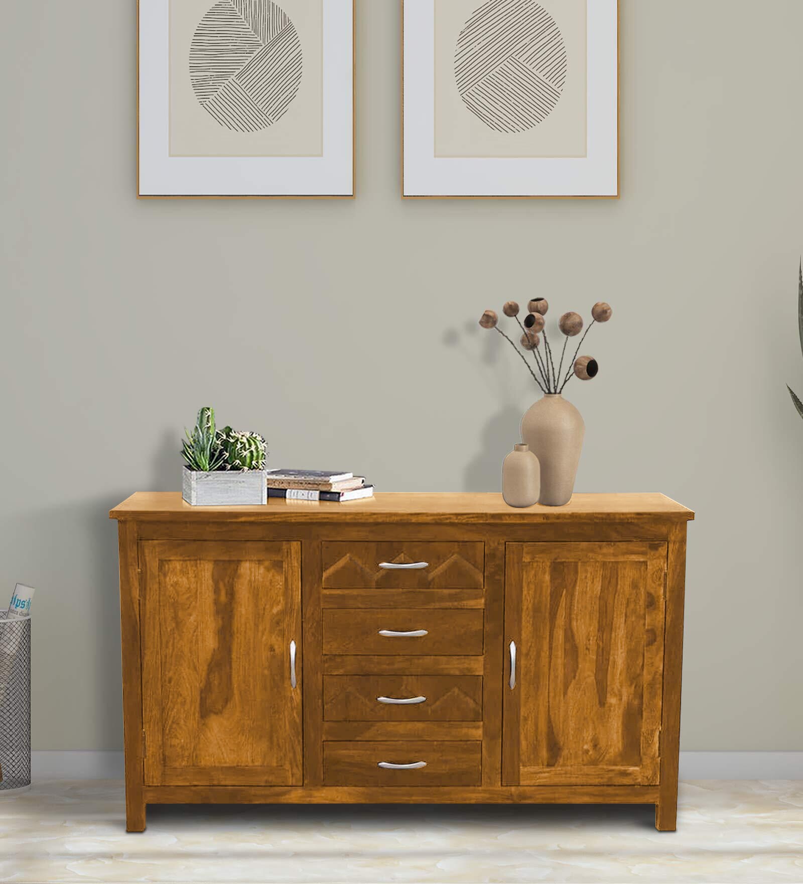 Buy Vinca Sheesham Wood Sideboard in Scratch Resistant Rustic Teak ...