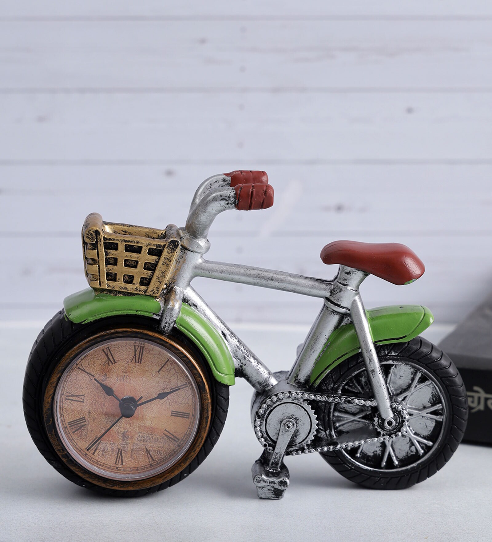 Buy Vintage Bicycle Clock Silver Resin Table Accent Piece by A Vintage ...