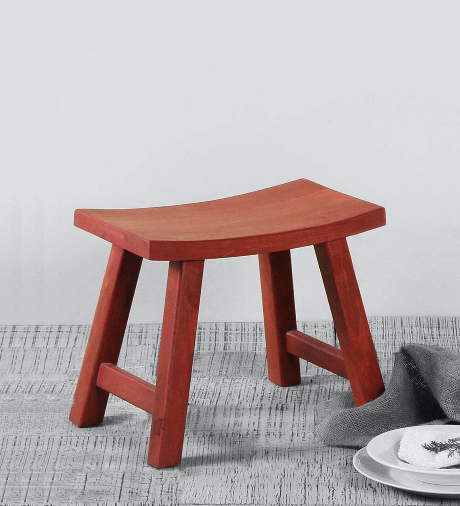 Buy Foot Stool In Vintage Red Finish at 100% OFF by Fabuliv | Pepperfry