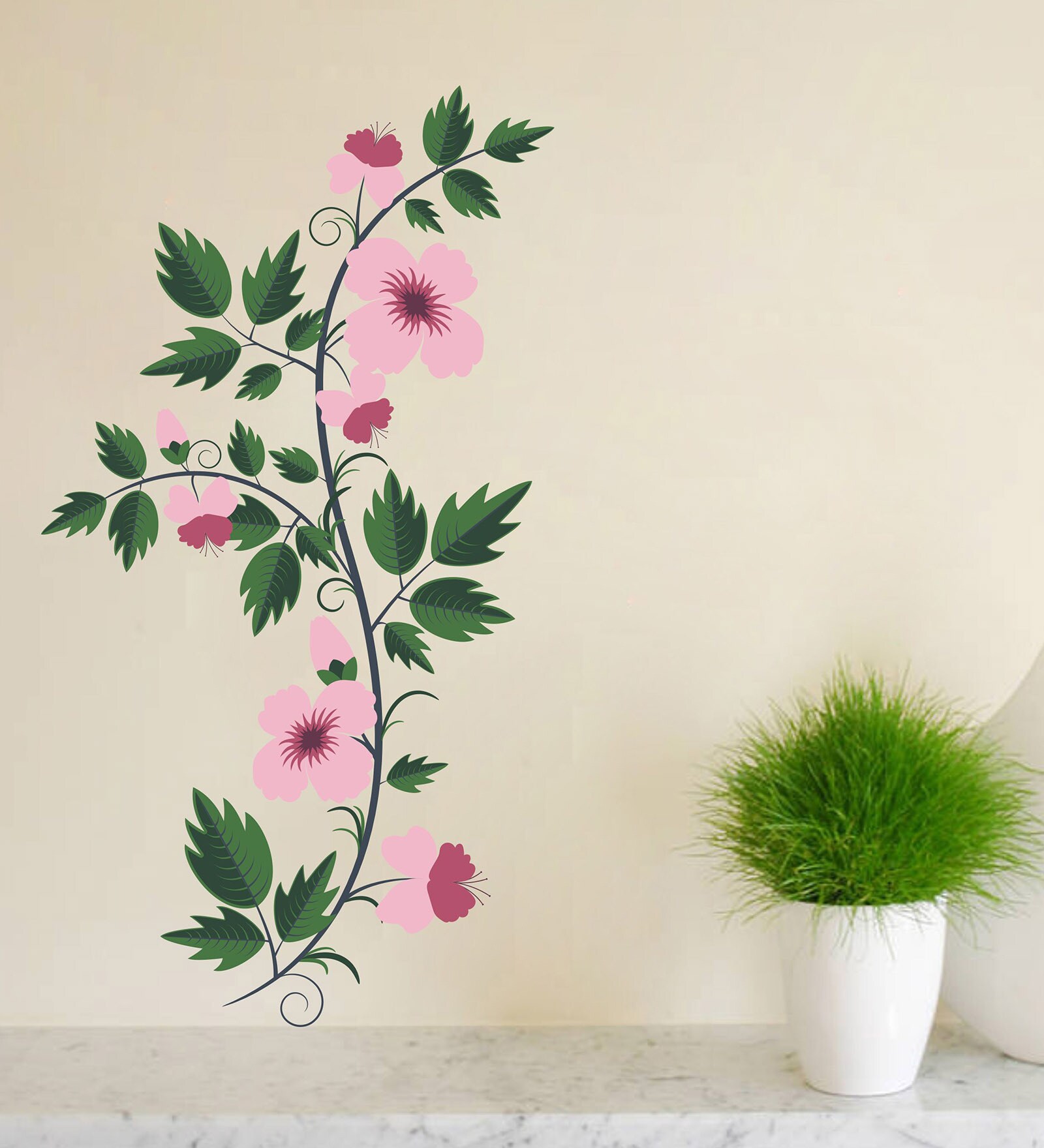 Buy Vinyl Beautiful Branch of Flowers Wall Sticker by Wall Attraction ...