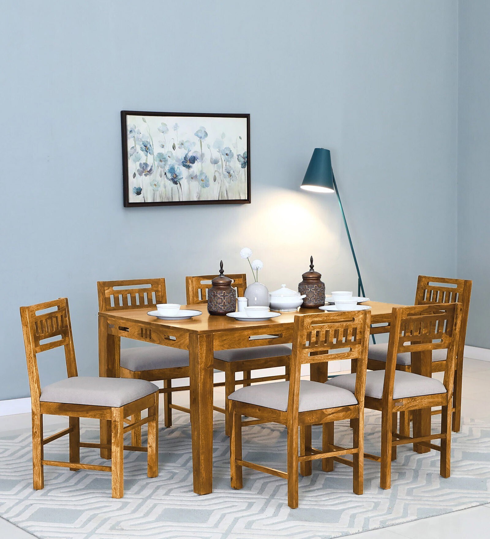 Buy Vipra Sheesham Wood 6 Seater Dining Set In Scratch Resistant Rustic ...