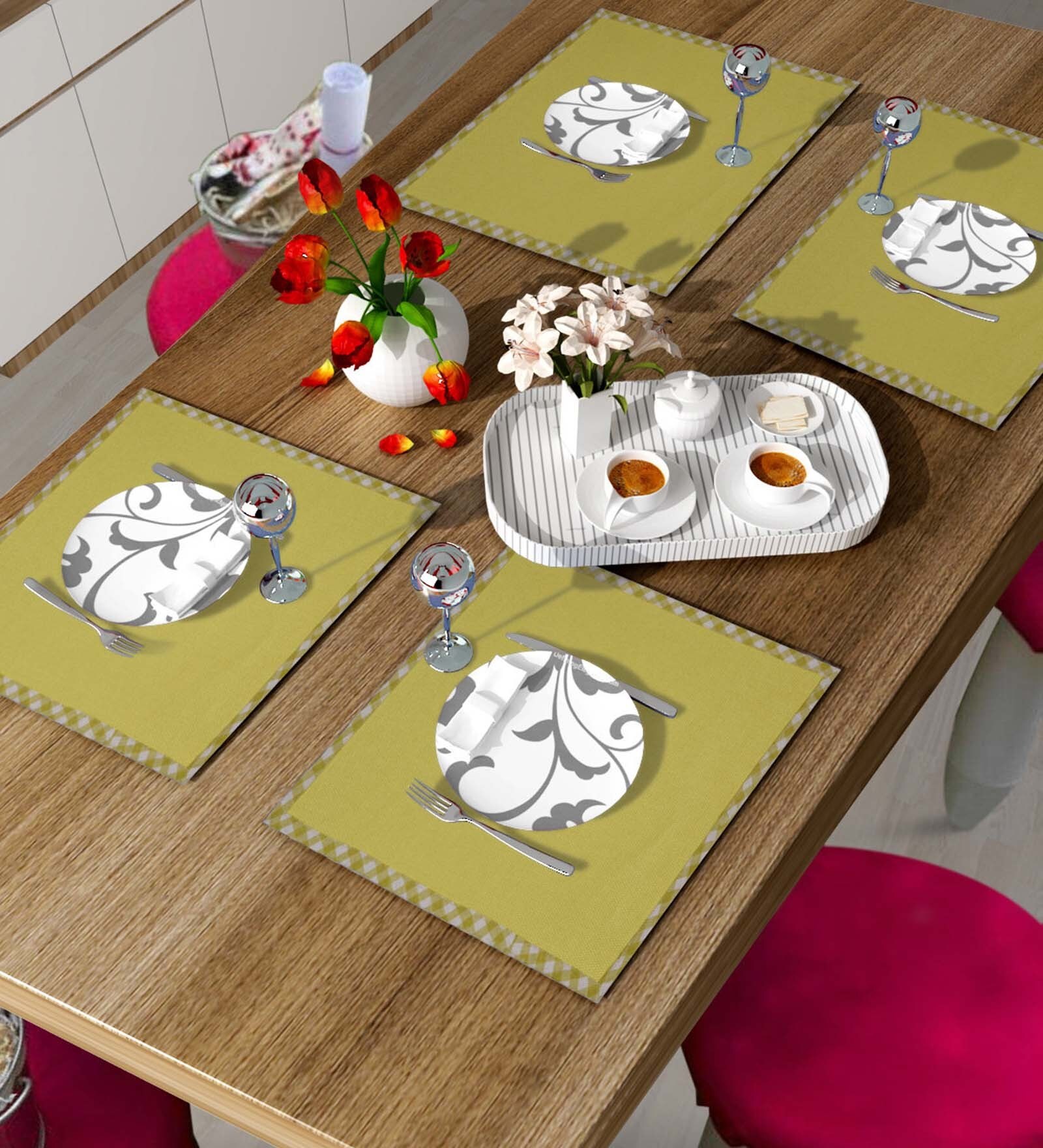 Buy ALPS Home Green Cotton & Polyester Placemats, Set of 6 at 44% OFF ...