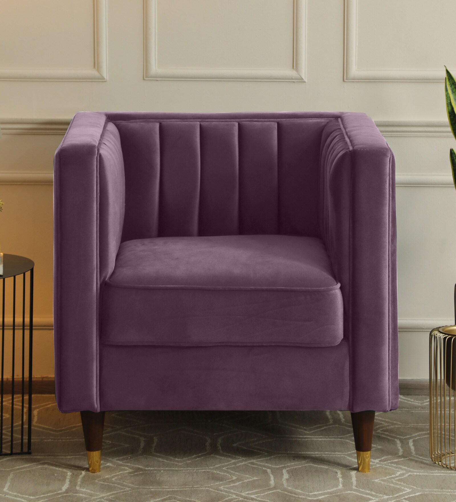 Buy Vito Velvet 1 Seater Sofa in Violet Colour at 2% OFF by Casacraft ...