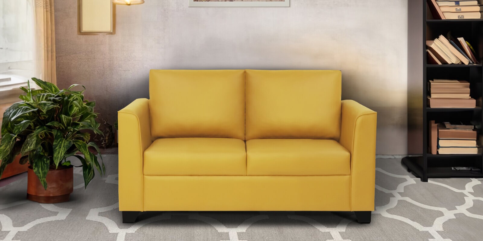 Buy Victor Leatherette 2 Seater Sofa In Yellow Colour at 30% OFF by Trevi Furniture | Pepperfry