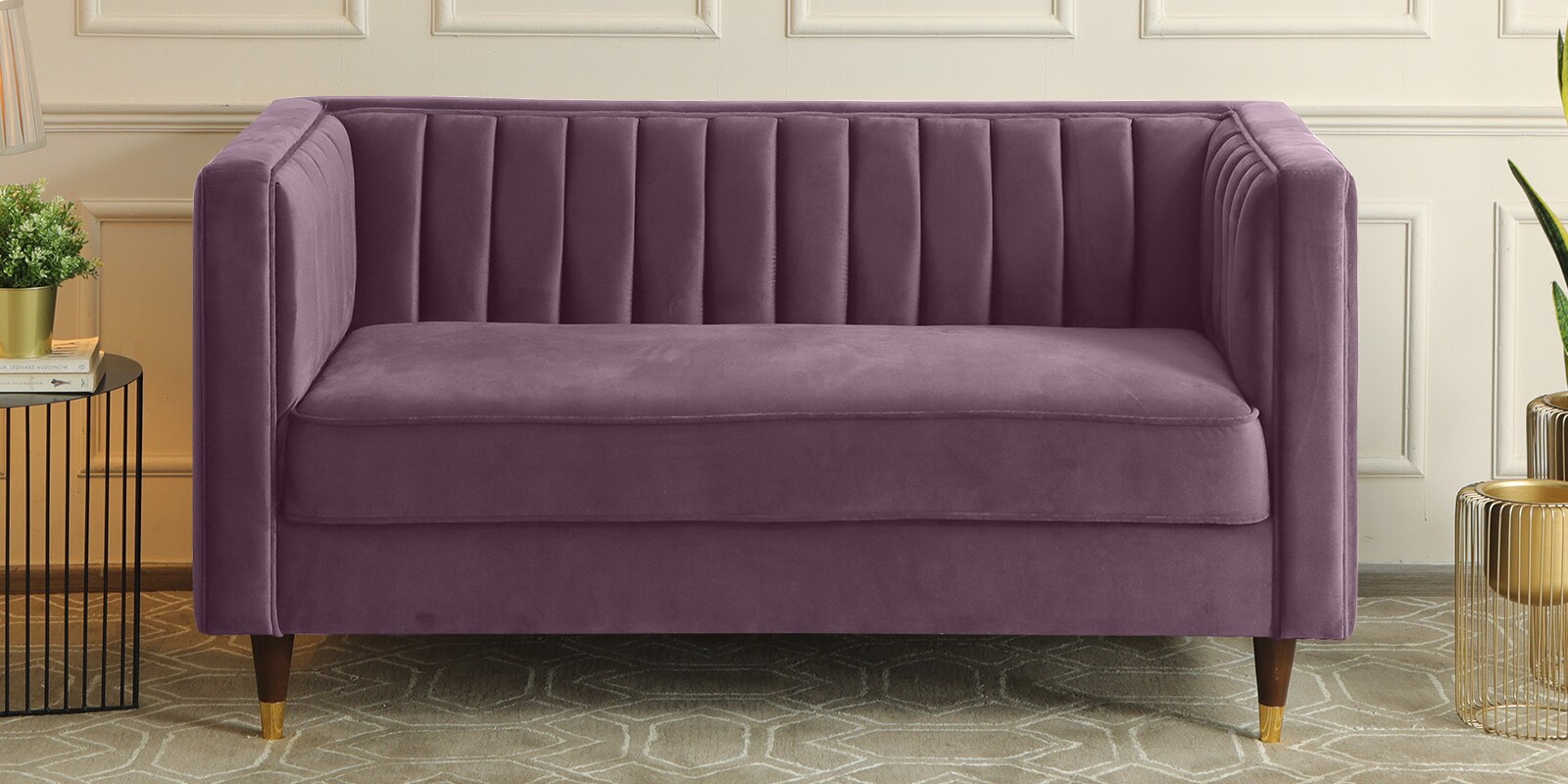 Buy Vito Velvet 2 Seater Sofa in Violet Colour at 6% OFF by Casacraft ...