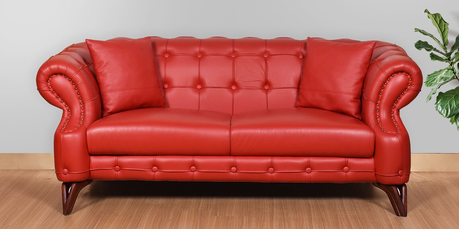 Buy Vivaldi Leatherette 2 Seater Chester Sofa in Red Colour at 25% OFF ...