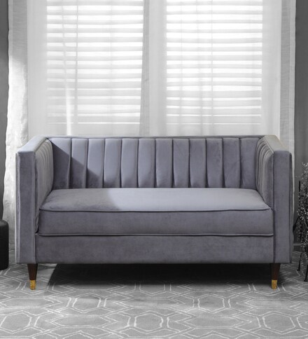 Buy Vito Velvet Fabric 3 Seater Sofa In Fossil Grey Colour By Casacraft ...
