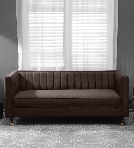 Buy Vito Fabric 1 Seater Sofa In Chestnut Brown Colour By Casacraft ...