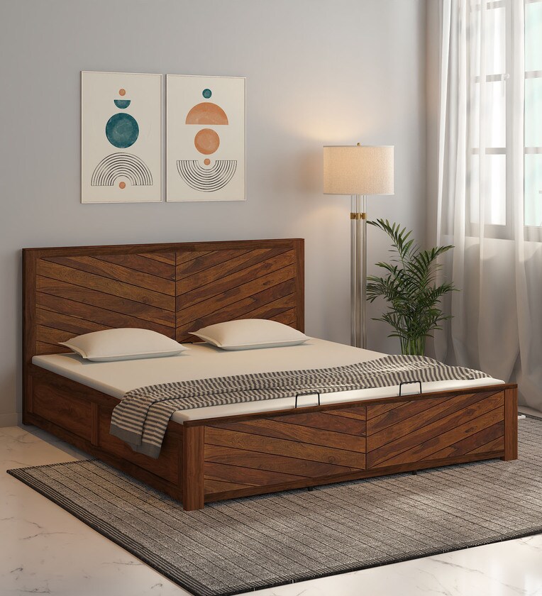 Buy Victor Solid Wood King Size Bed With Hydraulic Storage In ...