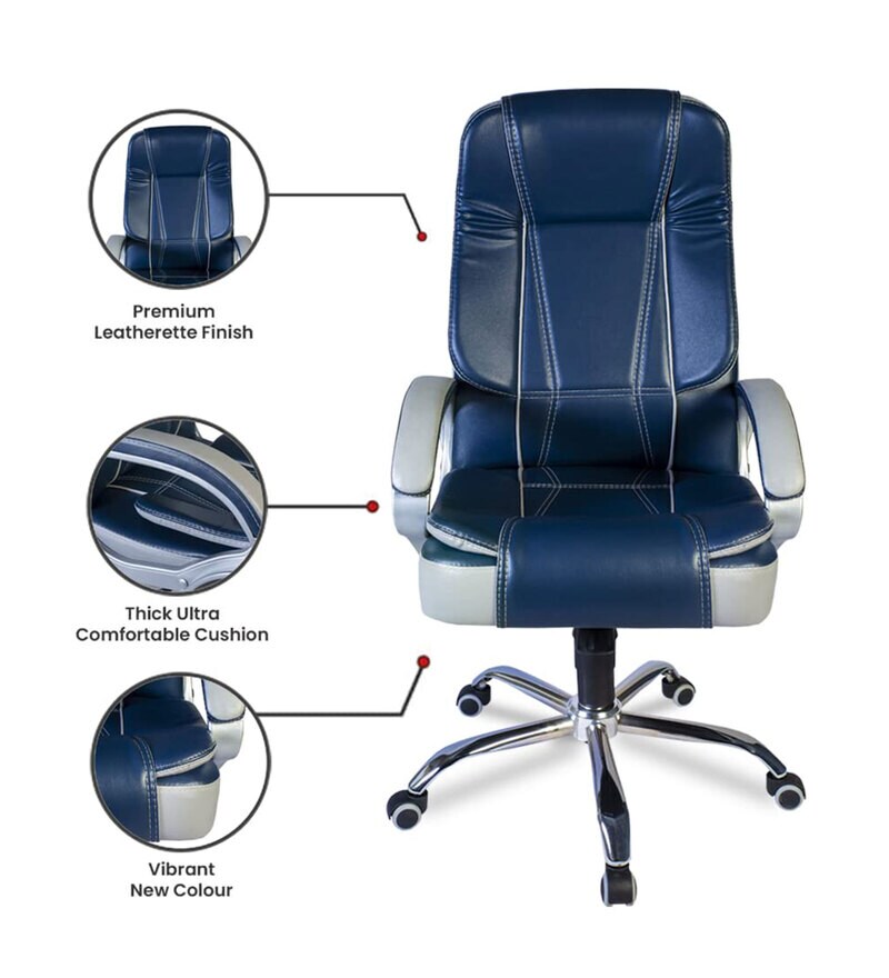 Buy Vienna Leatherette Executive Chair in Navy Blue Colour Online ...