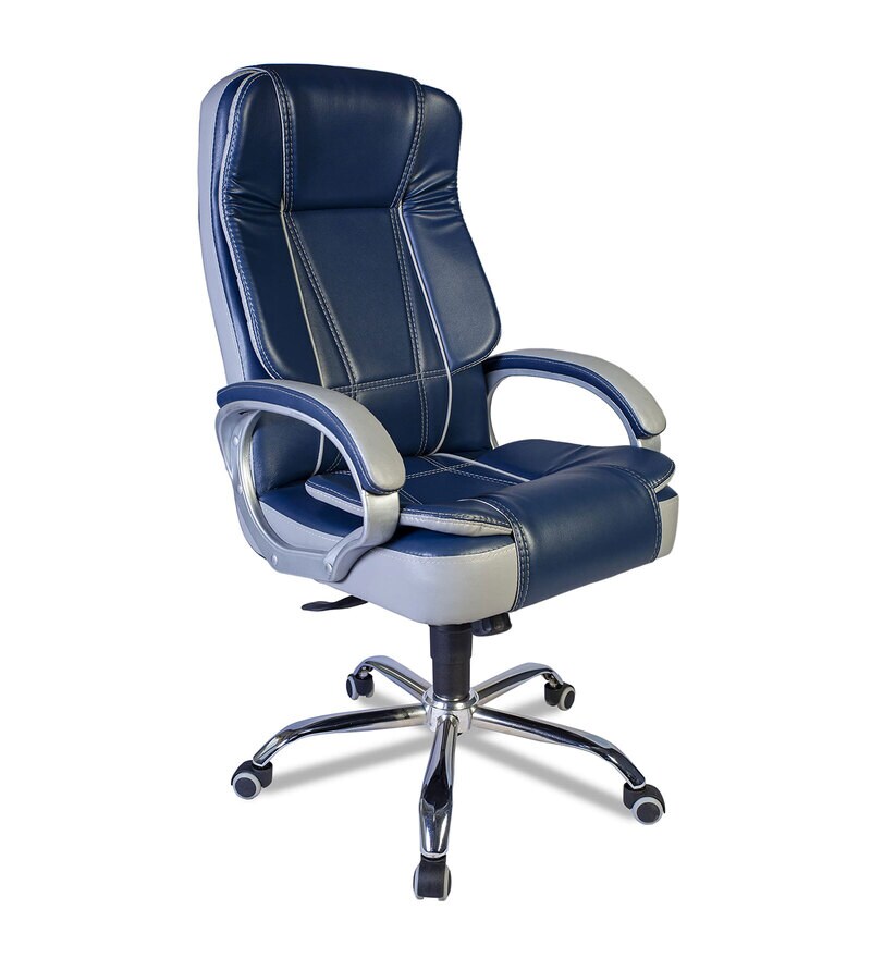 Buy Vienna Leatherette Executive Chair in Navy Blue Colour Online ...