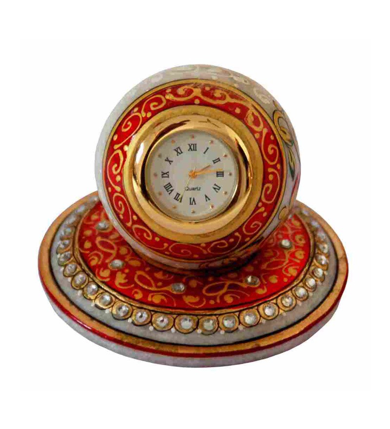 Buy Villcart Marble Table Clock Round Online - Indian Ethnic Clocks ...