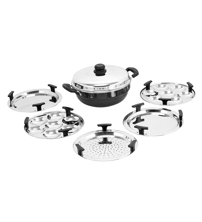 Buy Hard Anodised Induction Base Multi Kadai For Idli And Dhokala By