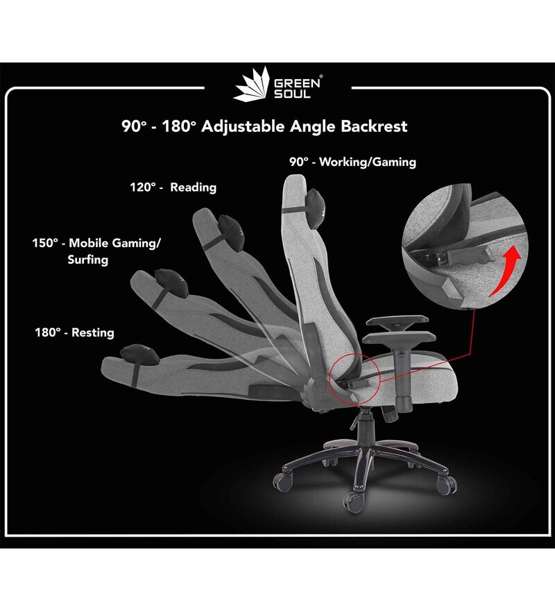 Buy Vision Fabric Gaming Chair in Grey Colour Online - Gaming Chairs ...