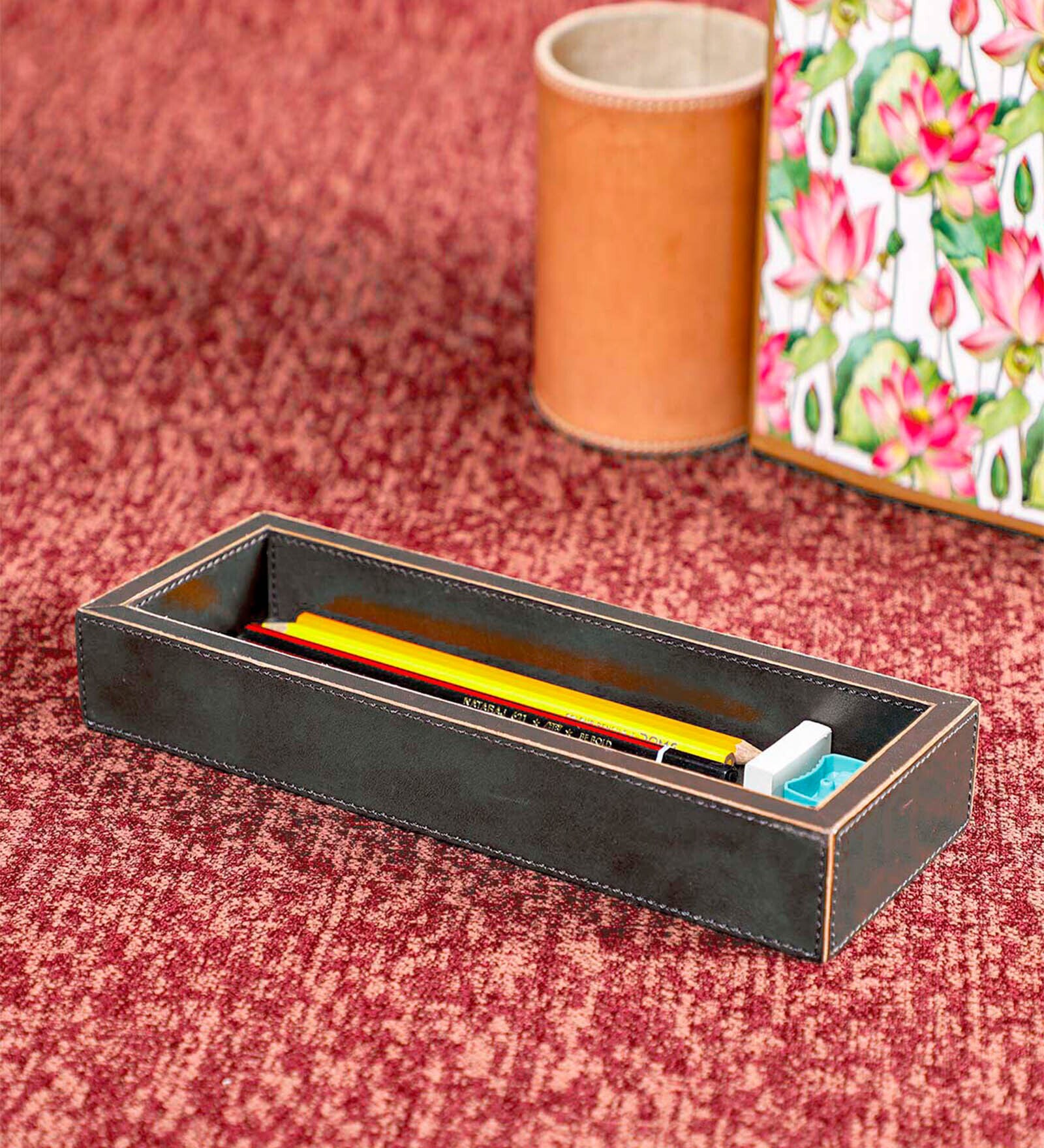 Buy Vogue Black Leather & MDF Pen Holder at 21% OFF by Home4U | Pepperfry