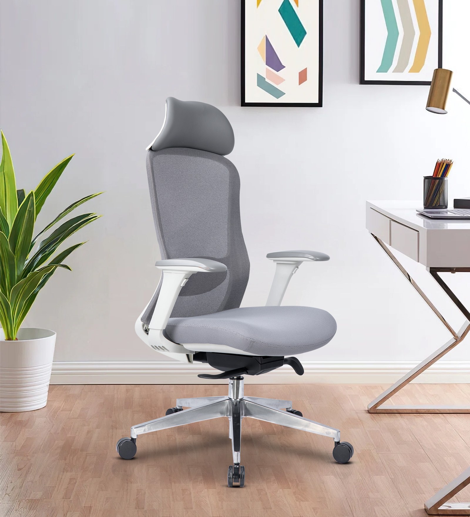 Buy Vogue Breathable Mesh Ergonomic Chair In Grey Colour at 47% OFF by ...