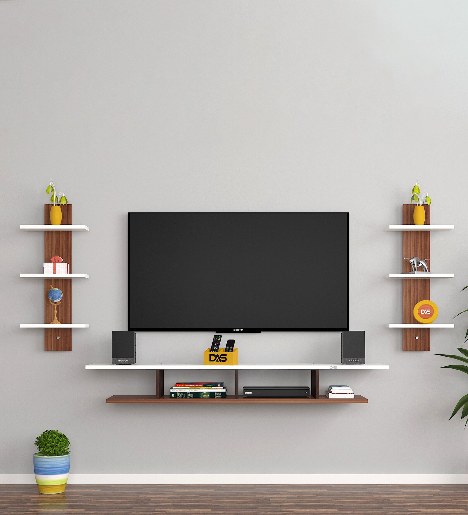 Buy Volker TV Unit In Flowery Classic Walnut & Frosty White Finish For ...