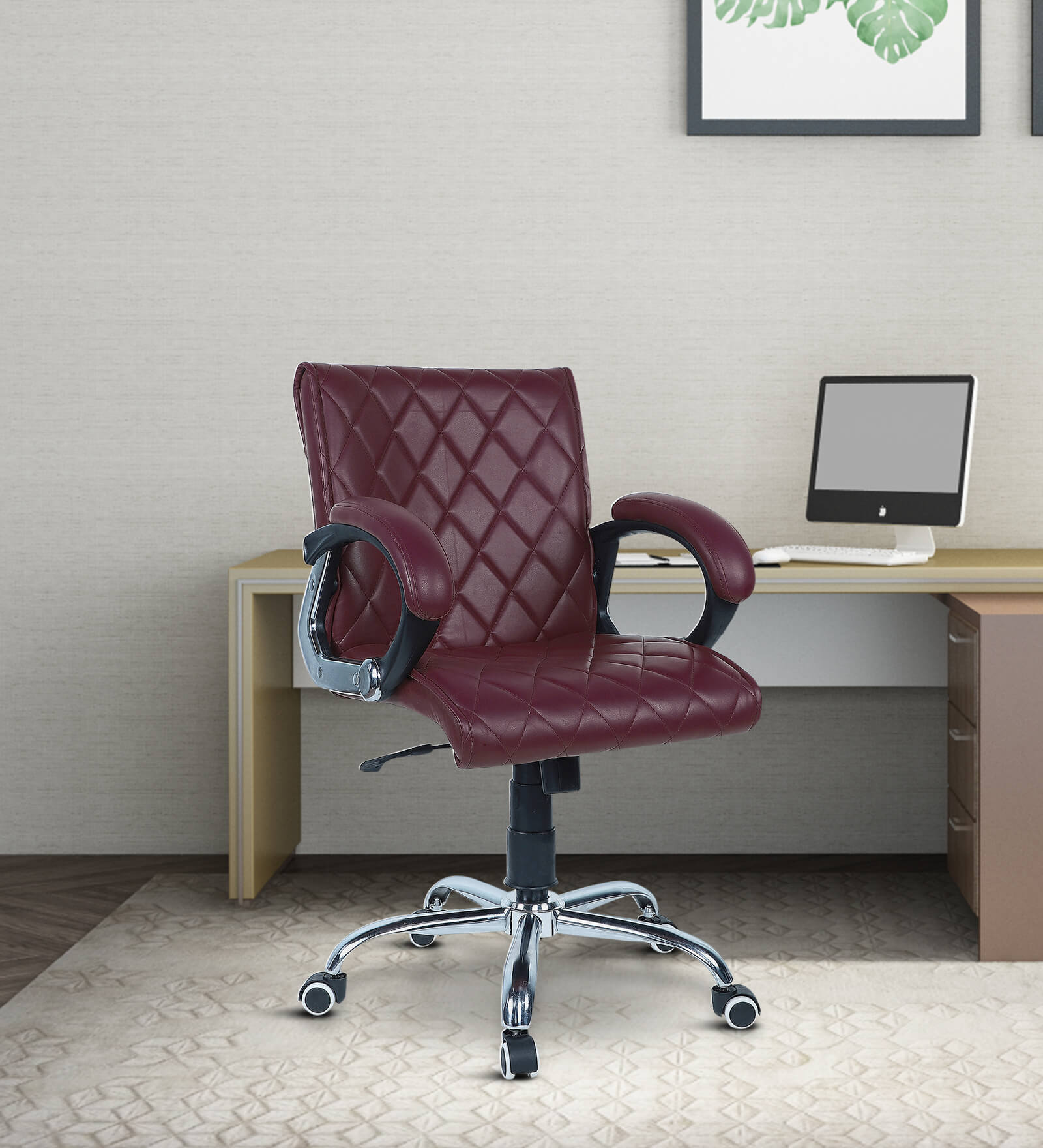 Buy Vooilea Mid Back Executive Chair In Maroon Colour at 54% OFF by ...